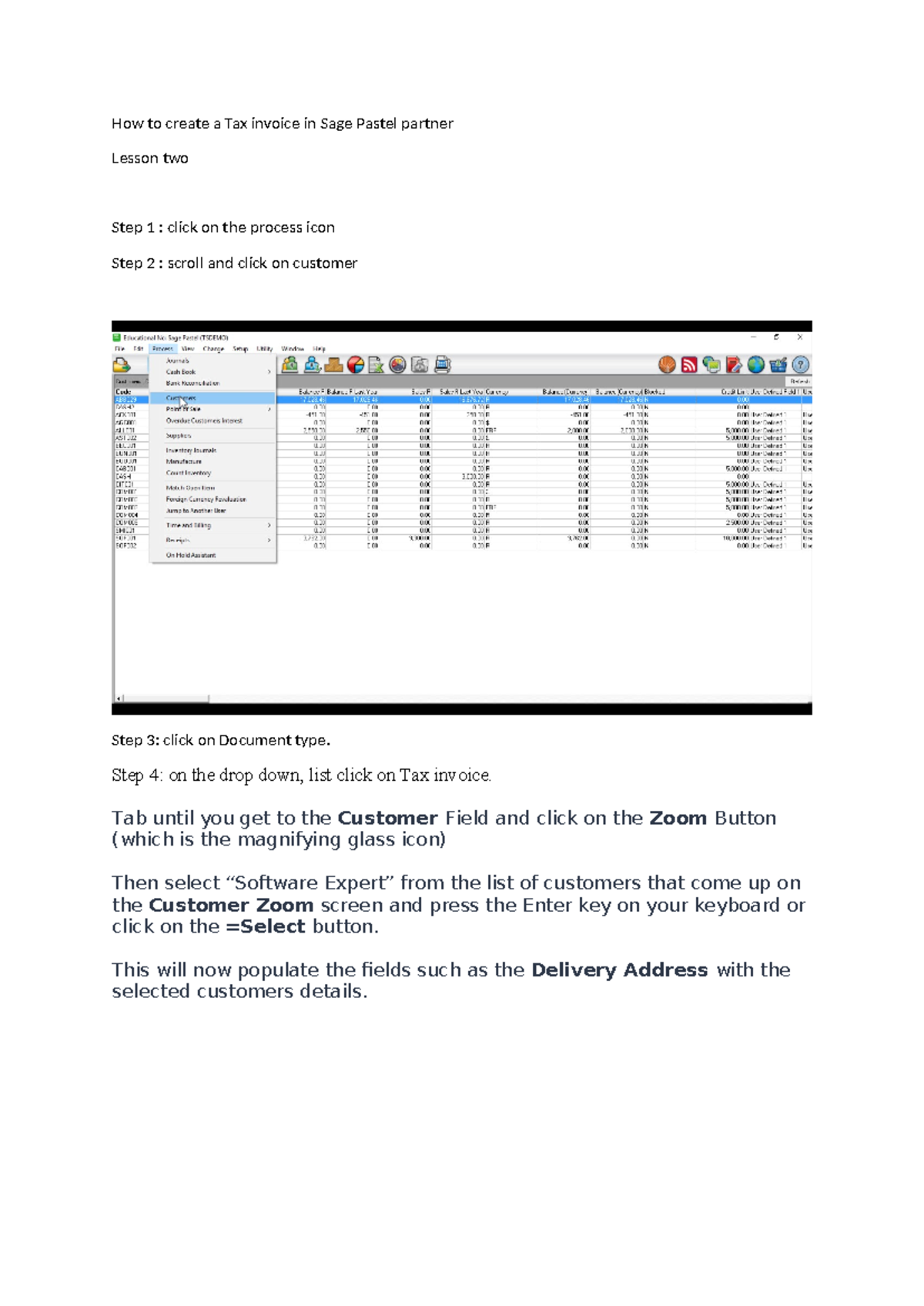 Pastel documents - N/A - How to create a Tax invoice in Sage Pastel ...