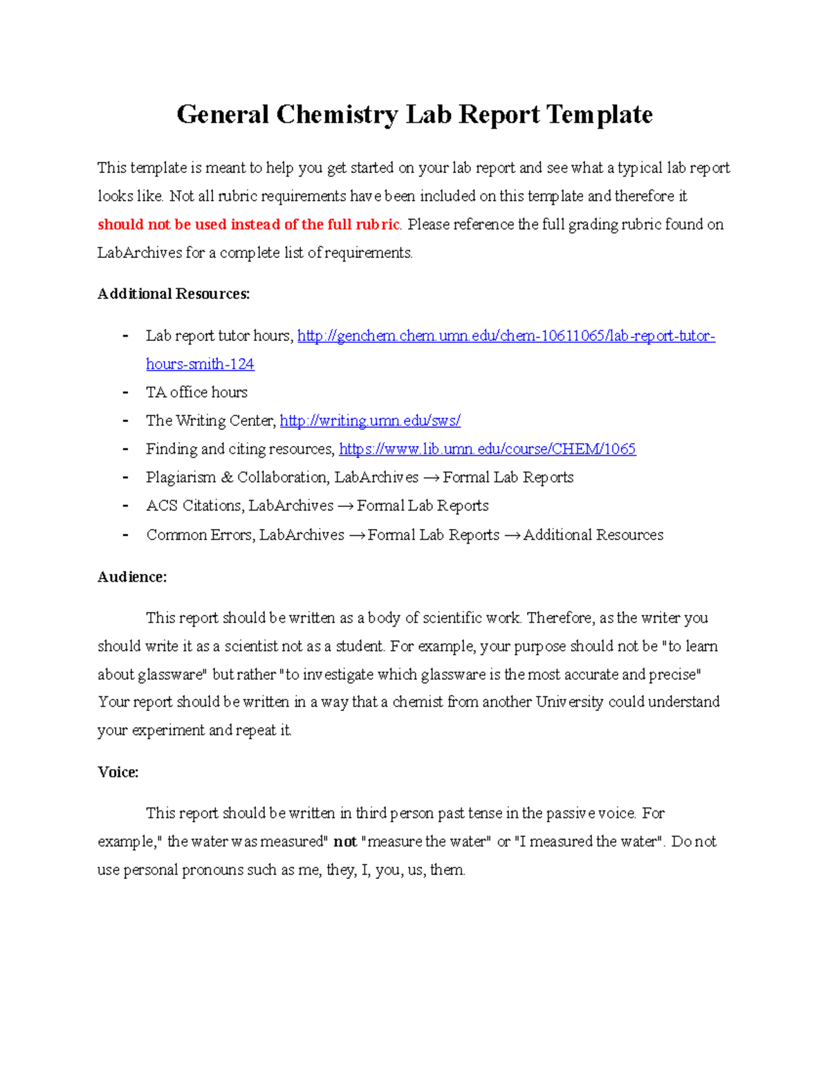 General Chemistry Lab Report Template (GENCHEM LR) - Studocu