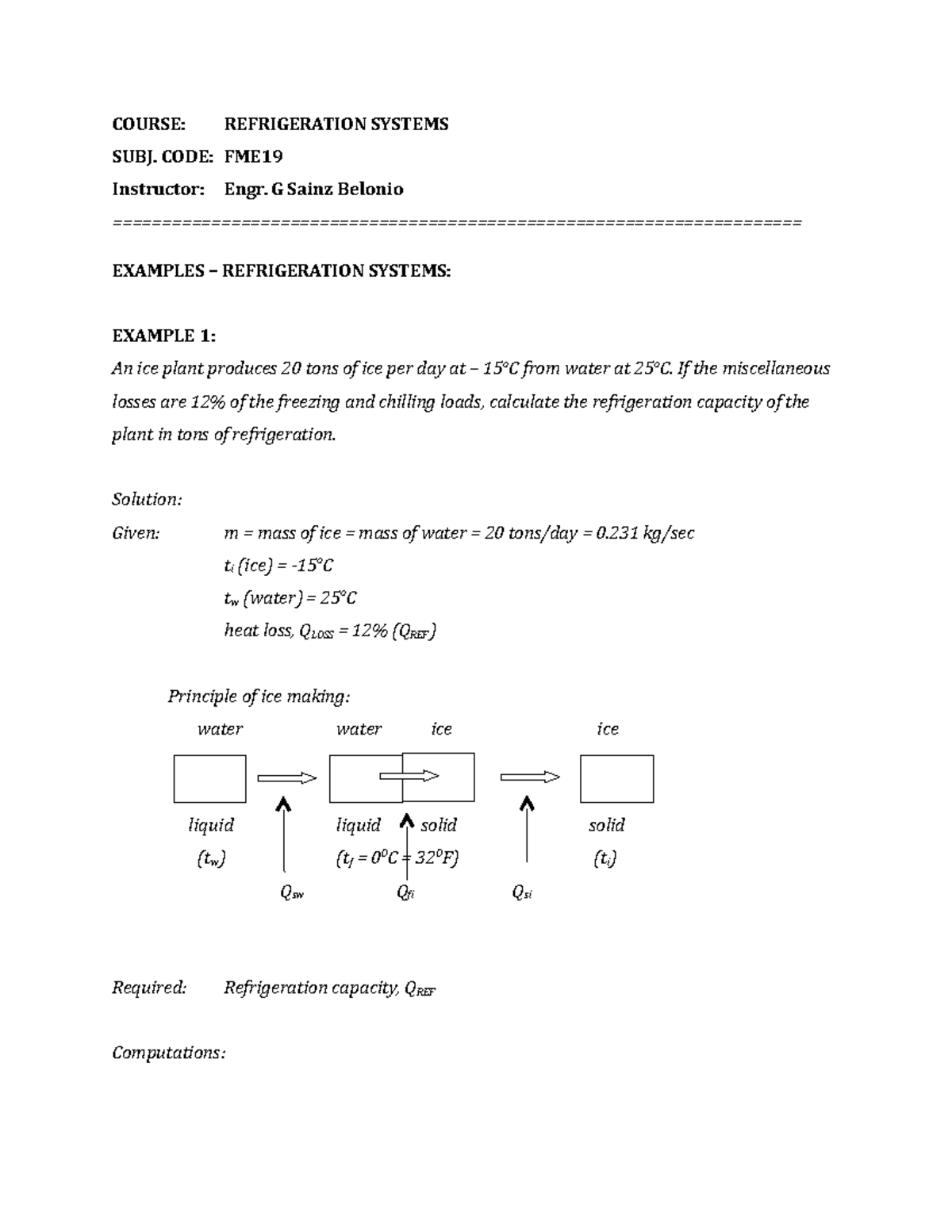 Solved Problems in Refrigeration Systems (FME) - Detailed Examples and ...