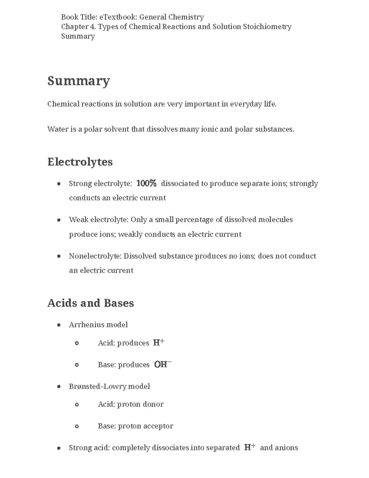 General Chemistry (CHEM101) Chapter 4: Chemical Reactions ...