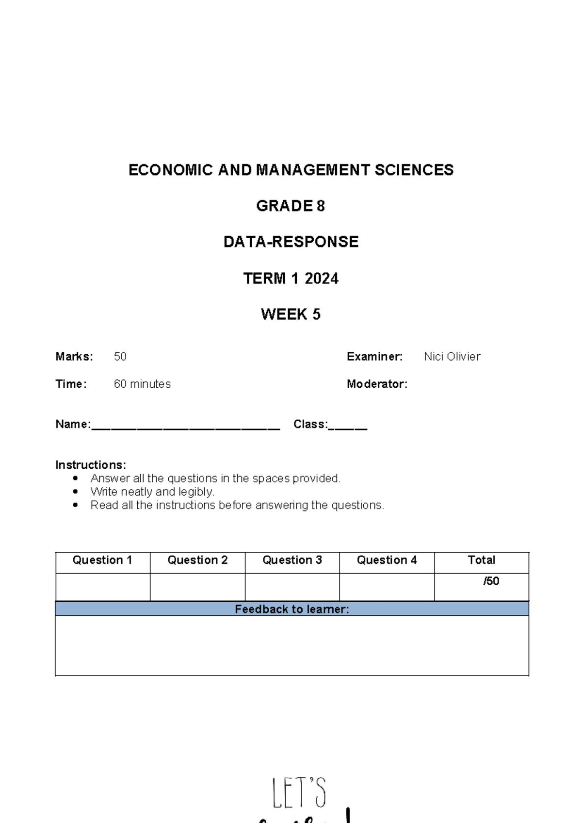 2024 Fin Lit Grade 8 Term 1 Teacher Guide & Activities Workbook - Studocu