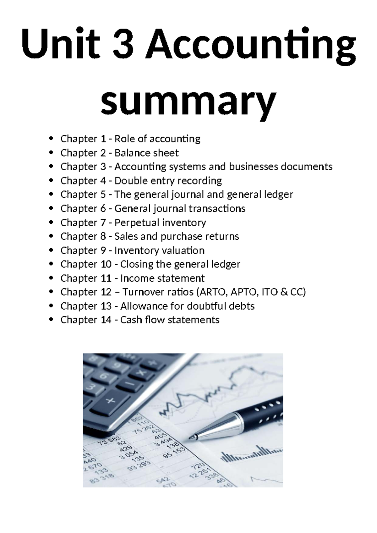 Unit 3 Accounting Summary: Key Concepts and Principles - Studocu