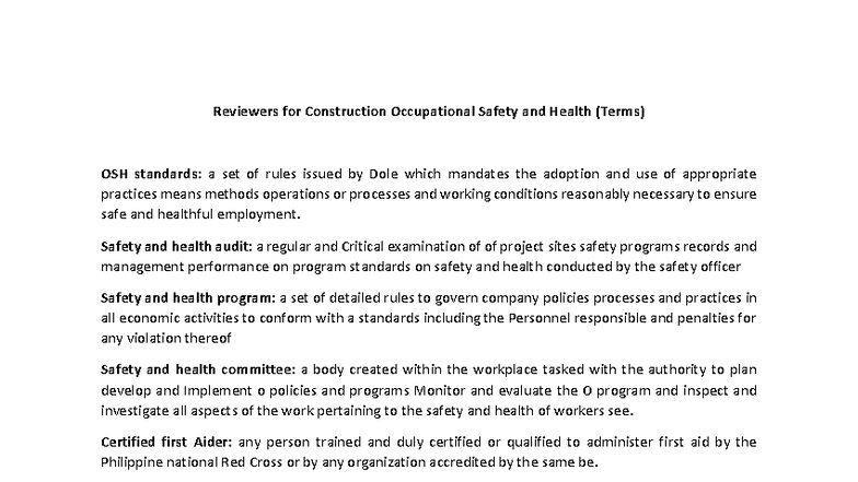 Reviewers for Construction Occupational Safety and Health (OSH ...