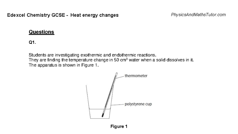 Edexcel Chemistry GCSE Heat Energy Changes: Exothermic & Endothermic ...