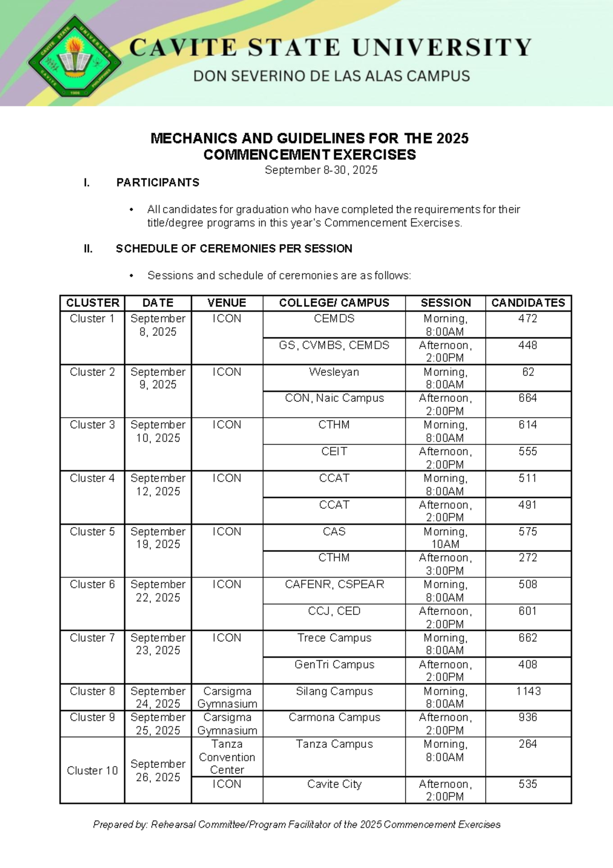 2025 CvSU Commencement Exercises: Mechanics & Guidelines - Studocu