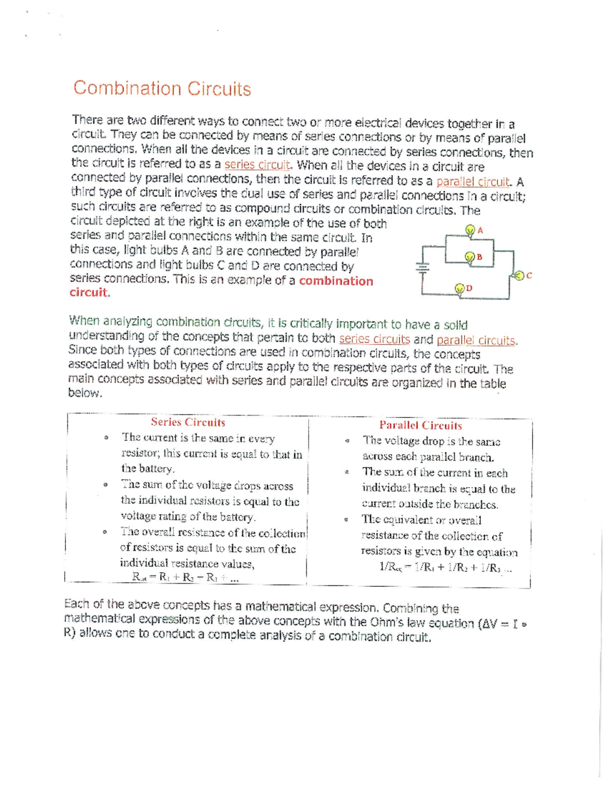 Combination Circuits: Understanding Series and Parallel Connections ...