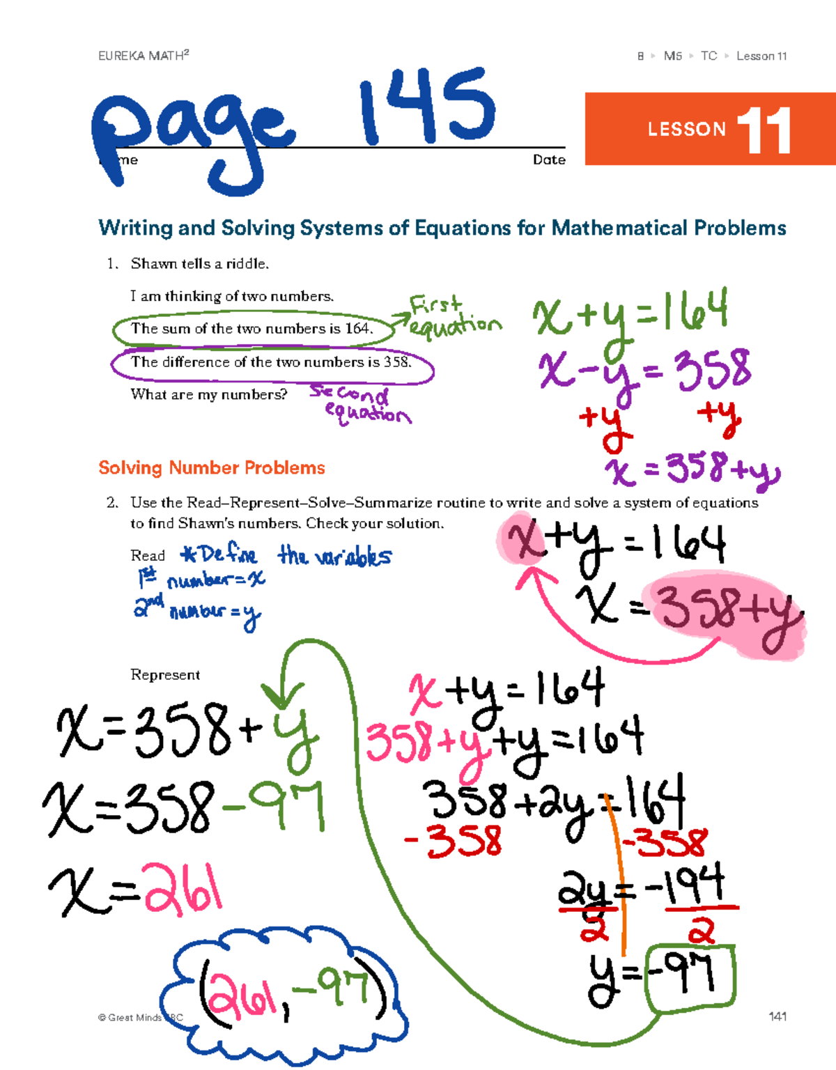 EUREKA M5 TC Lesson 11: Solving Systems of Equations in Grade 8 - Studocu