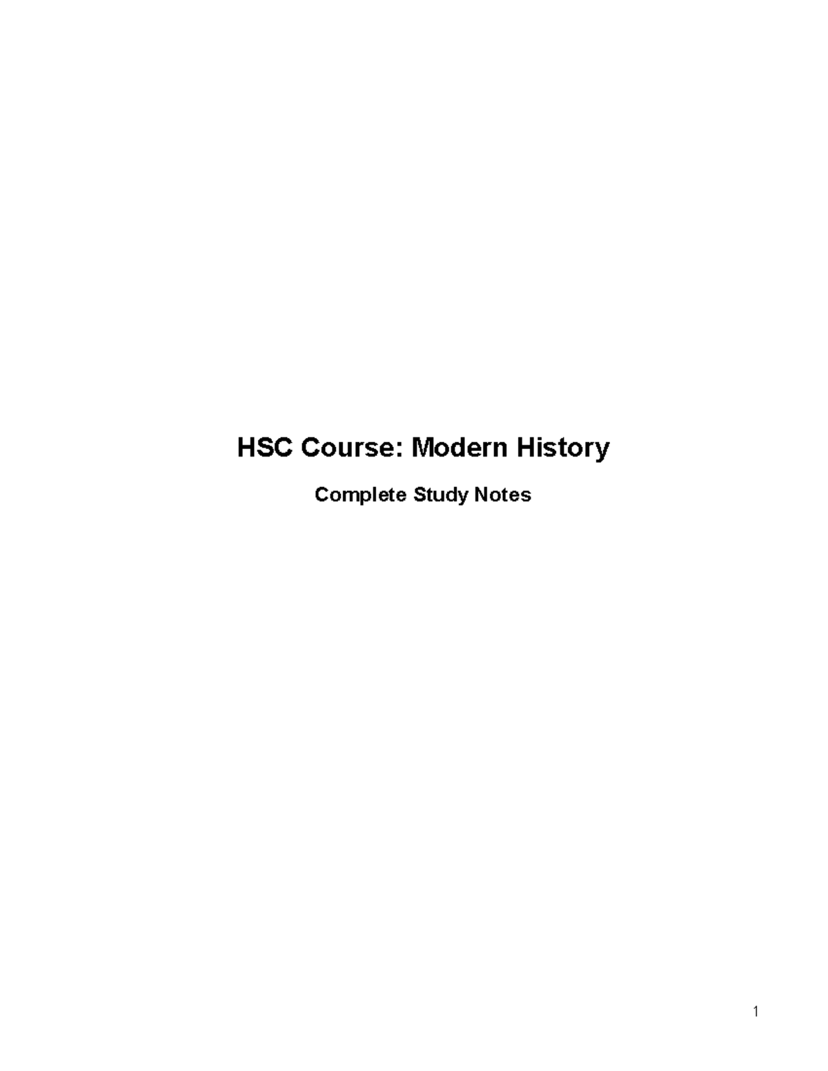 HSC Modern History Final Exam Comprehensive Study Notes - Studocu