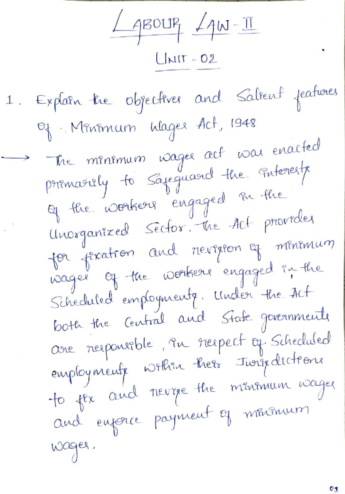 Labour Law II - Unit 2: Minimum Wages Act, 1948 Explained - Studocu