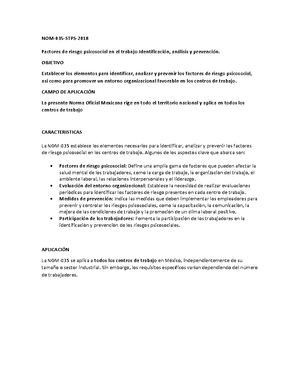 NOM-011 - NORMAS OFICIALES MEXICANAS - NOM- 011 - STPS- 2001 OBJETIVO ...