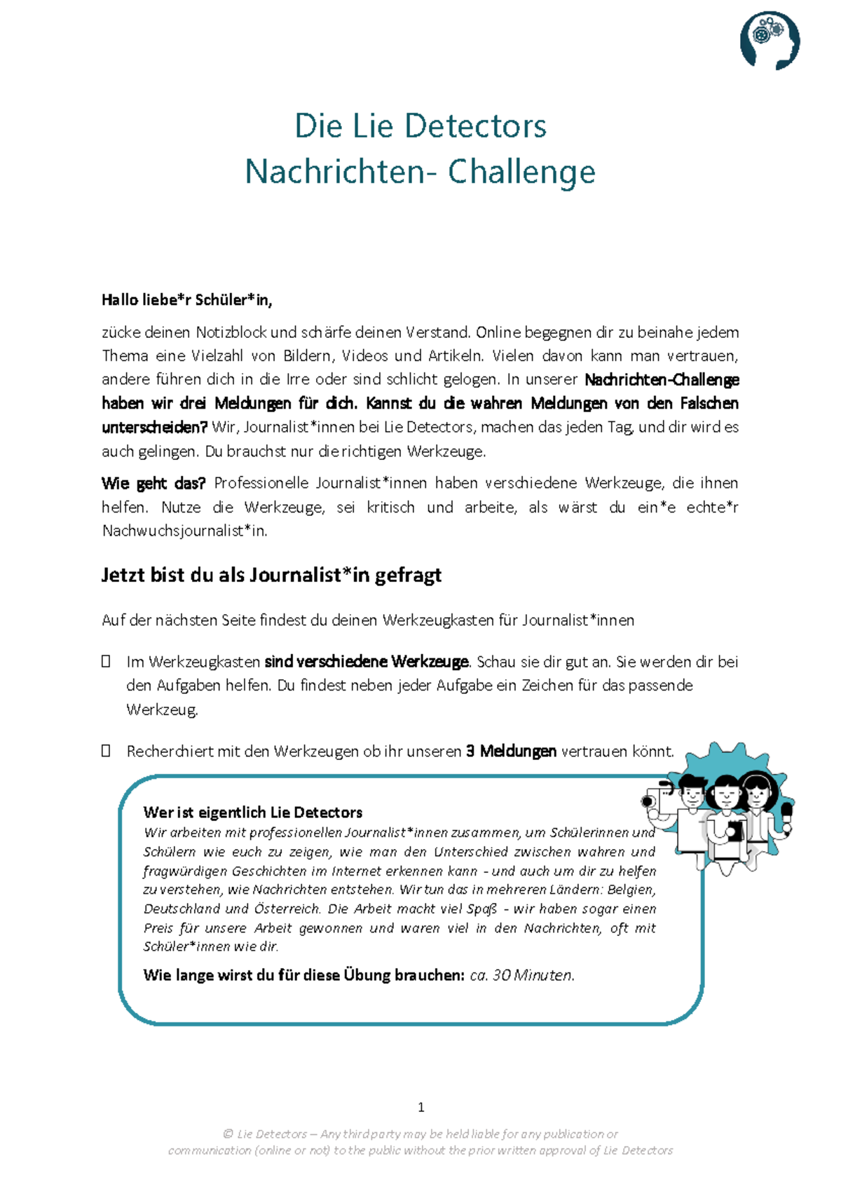 Worksheet Challenge 1 - DE - © Lie Detectors – Any third party may be ...