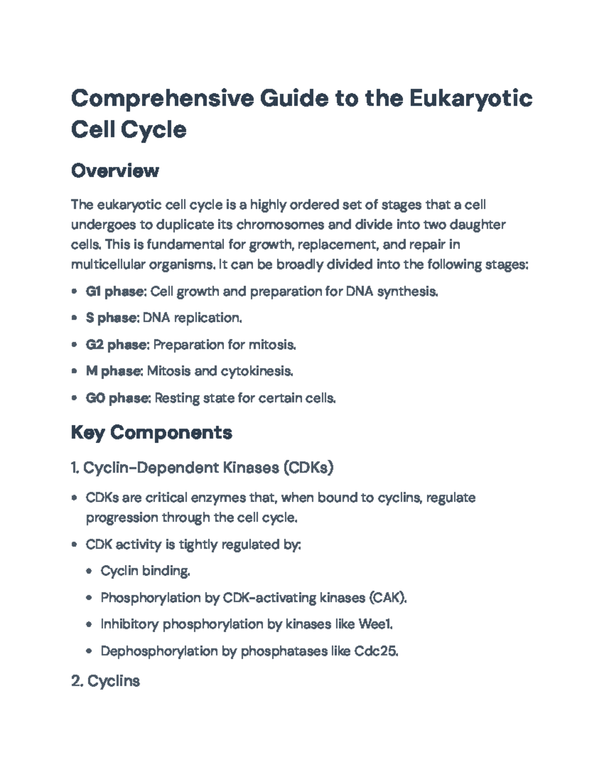 EUKARYOTIC CELL CYCLE OVERVIEW: STAGES, REGULATION & KEY PROTEINS ...