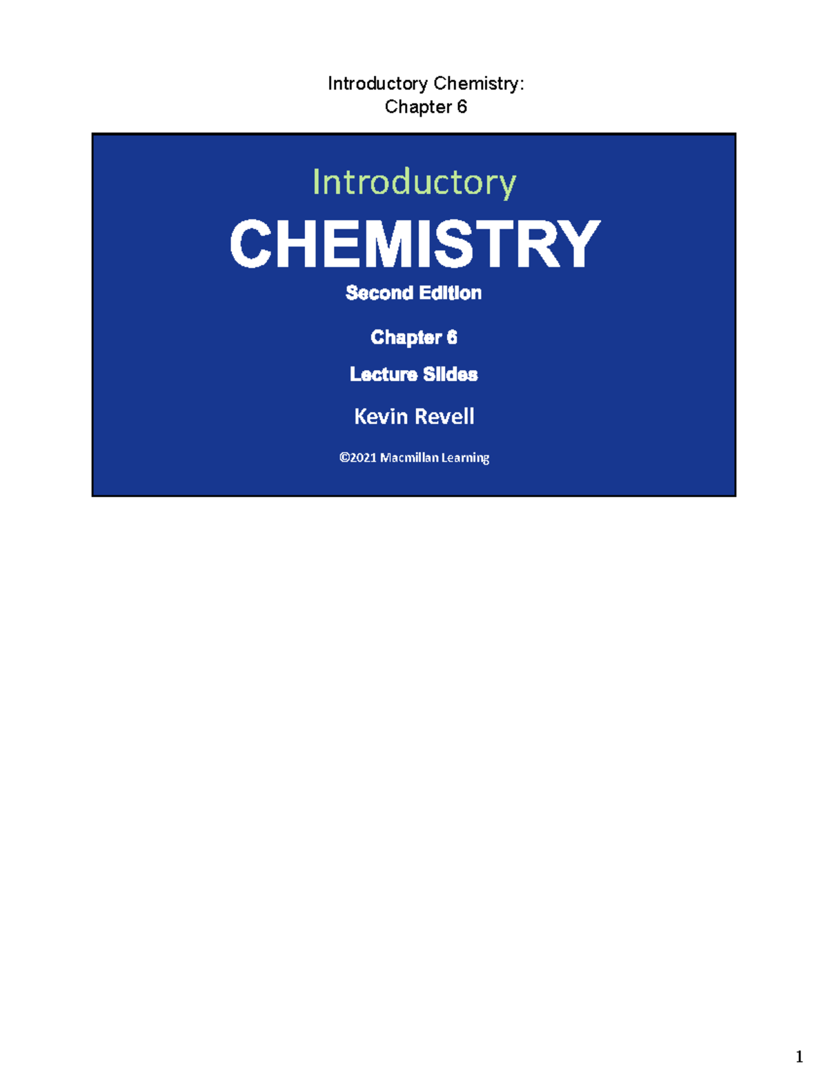 Introductory Chemistry Chapter 6 Lecture Slides - Studocu