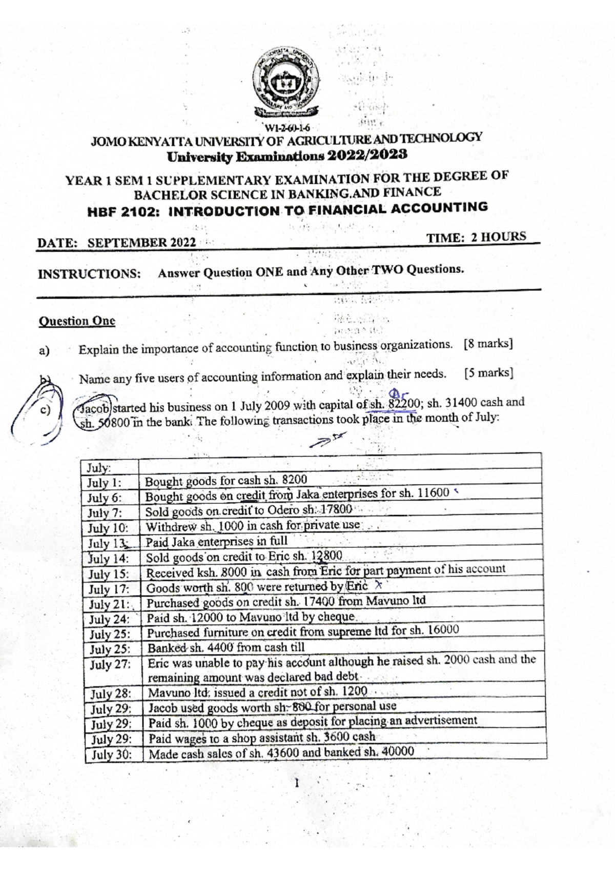 HBF 2102: Financial Accounting - Past Examination Papers and Solutions ...