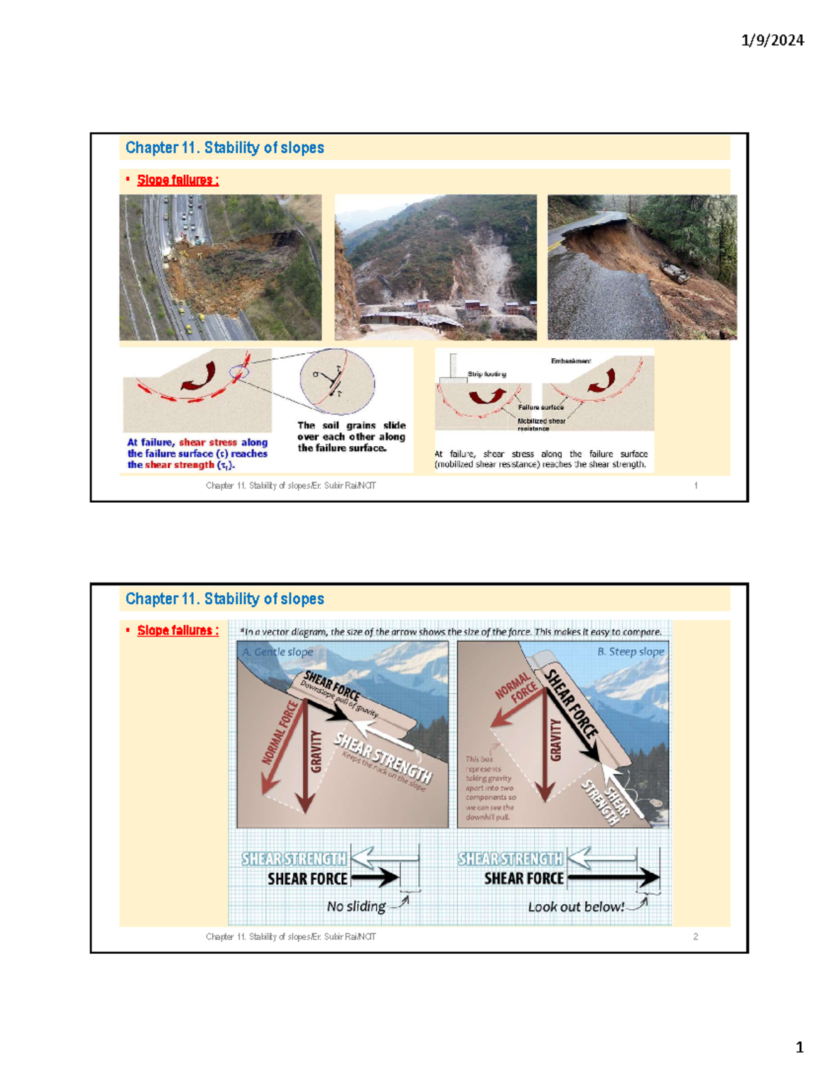 Chapter-11. Stability of Slopes Full note - Chapter 11. Stability of ...