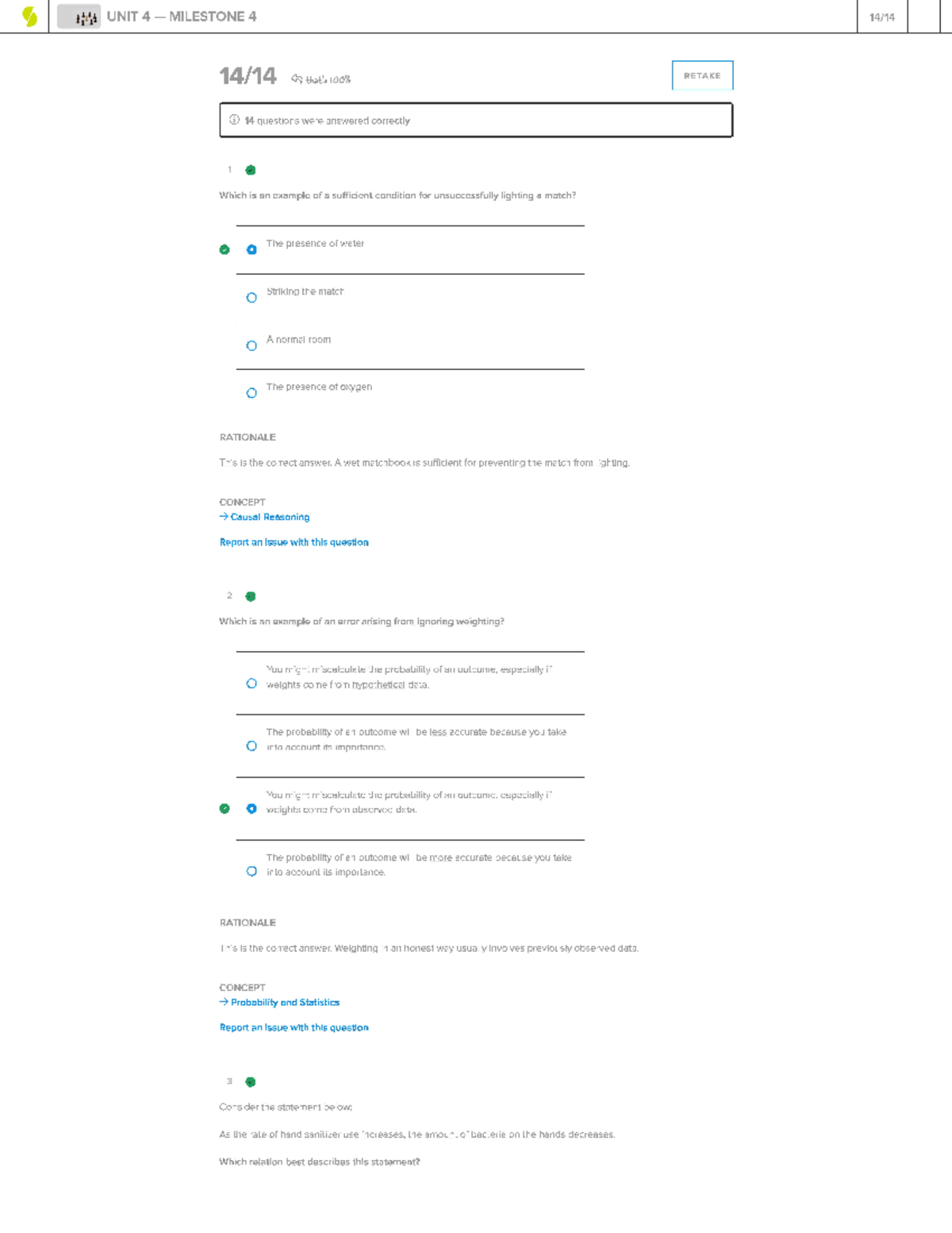 Critical Thinking Milestone 4 - 14/14 ¢yM'slOOl't © 14 questions were ...