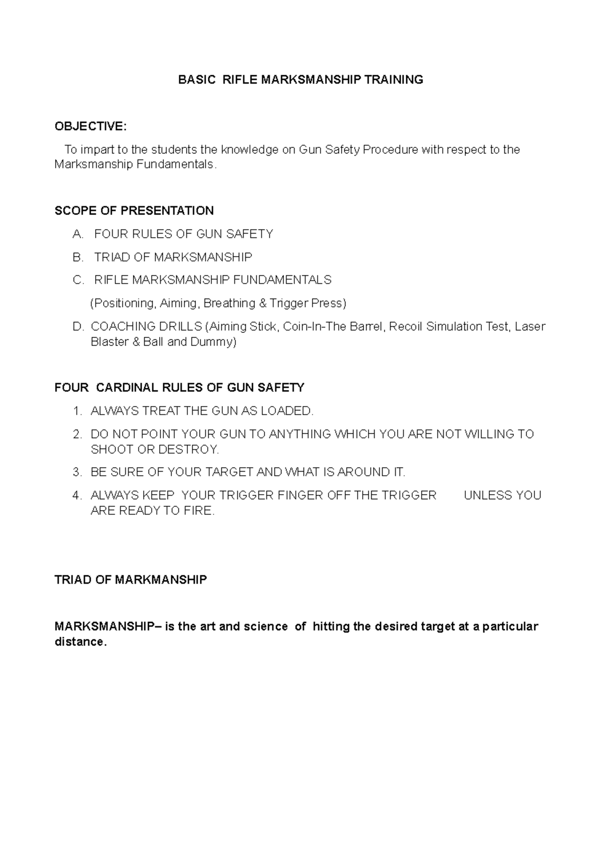 M16 Rifle Marksmanship Fundamentals Training Guide - Studocu
