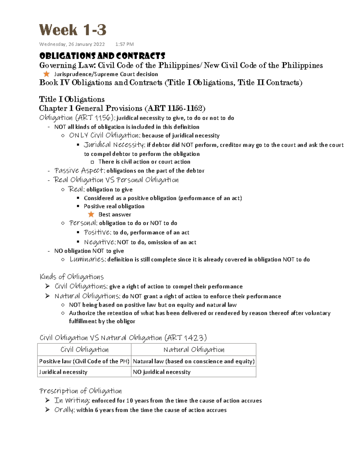 IAC Obligations and Contracts Notes: Key Concepts and Provisions - Studocu
