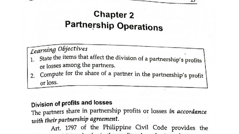 Chapter 2: Partnership Operations - Profit and Loss Sharing Guidelines - Studocu