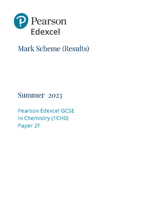 AQA GCSE Chemistry 8462/1H Paper 1 June 2022 Mark Scheme Analysis - Studocu