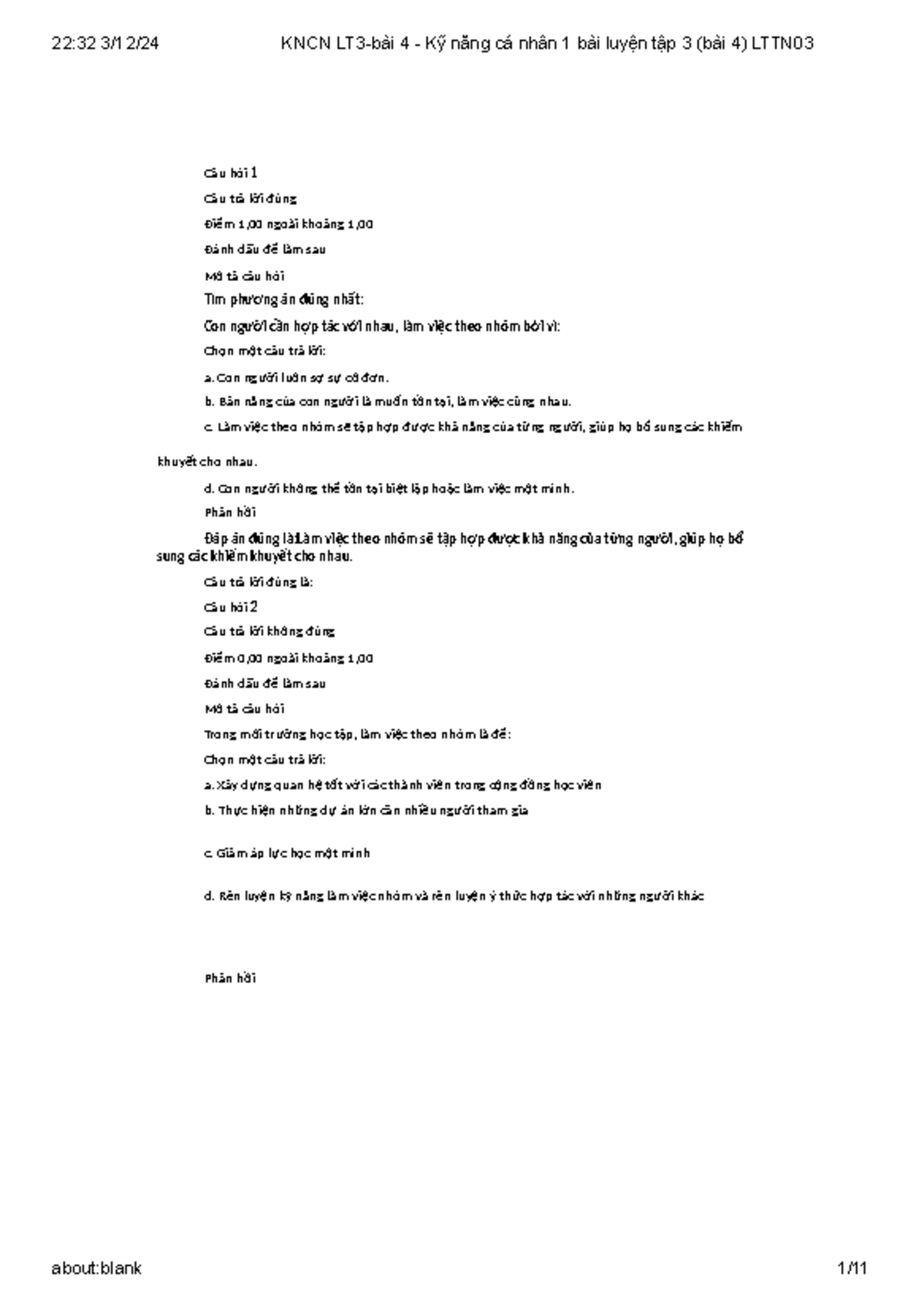 KNCN LT3 - Bài 4: Kỹ Năng Làm Việc Nhóm và Trách Nhiệm Cá Nhân LTTN03 ...