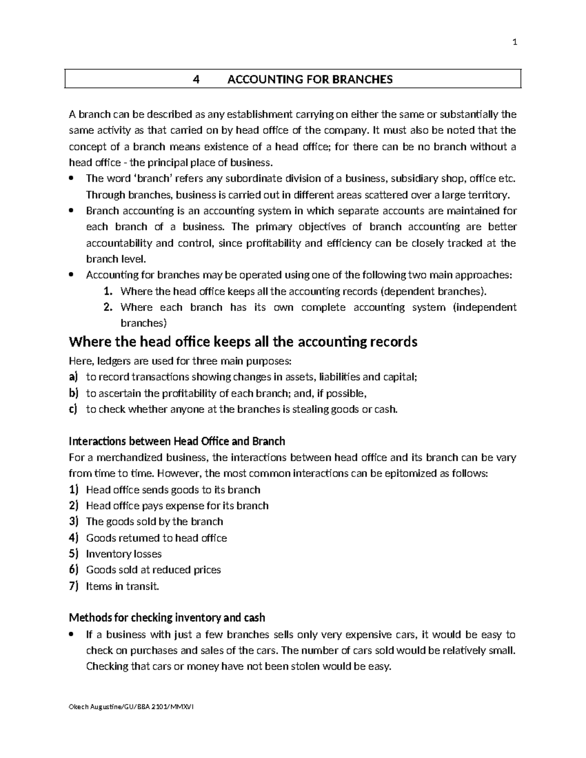 1 4 ACCOUNTING FOR BRANCHES: Key Concepts and Methods - Studocu