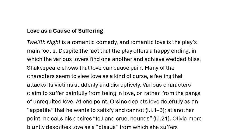 Twelfth Night (ENG 201): Themes of Love, Gender, and Identity - Studocu