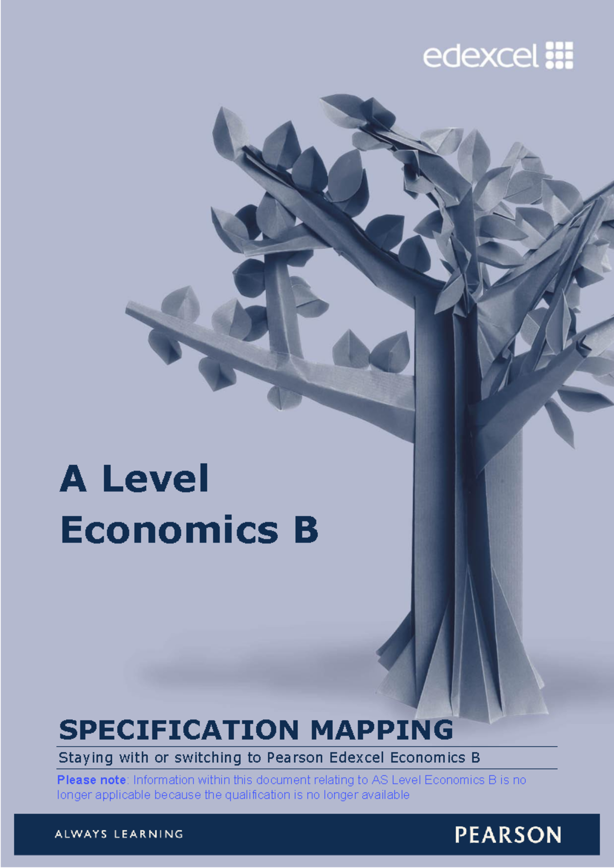 Specification mapping - A Level Economics B SPECIFICATION MAPPING ...