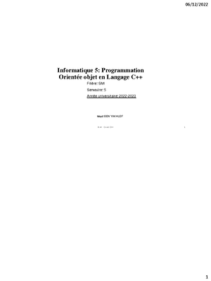 TD 1 et 2 POO M - Td java - Faculté Polydisciplinaire de Tozo S5 Série ...