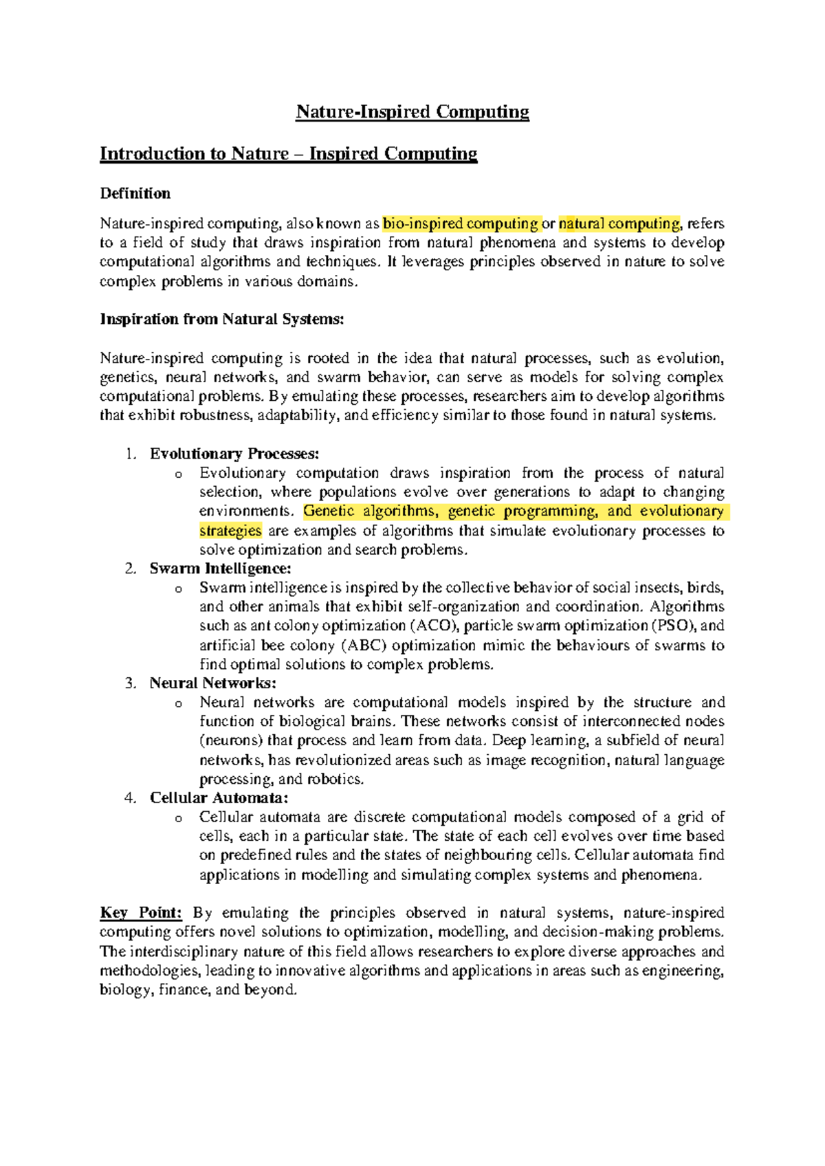 Nature Inspired Computing: Concepts, Applications, and Challenges ...
