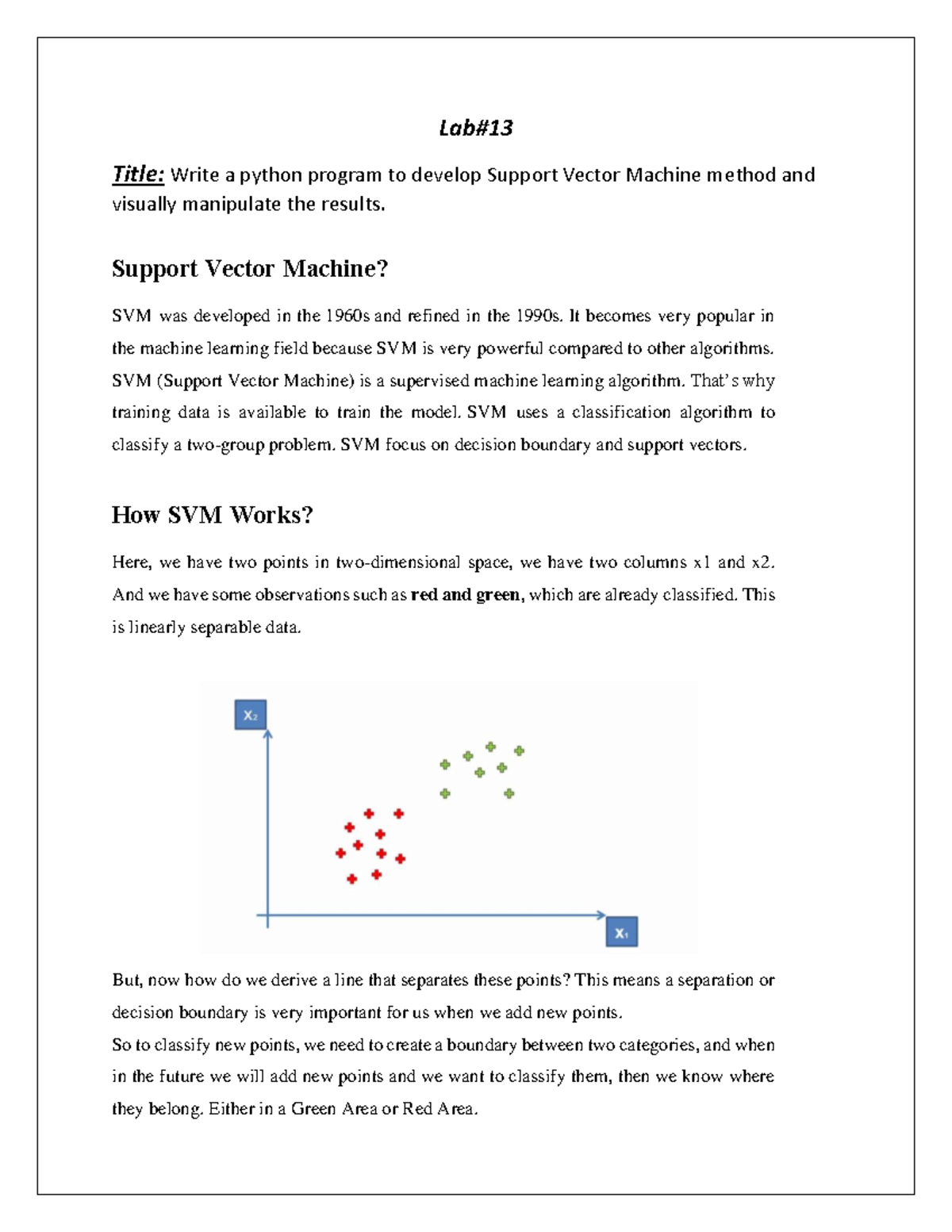 Lab 13: Python SVM Implementation and Visualization Techniques - Studocu