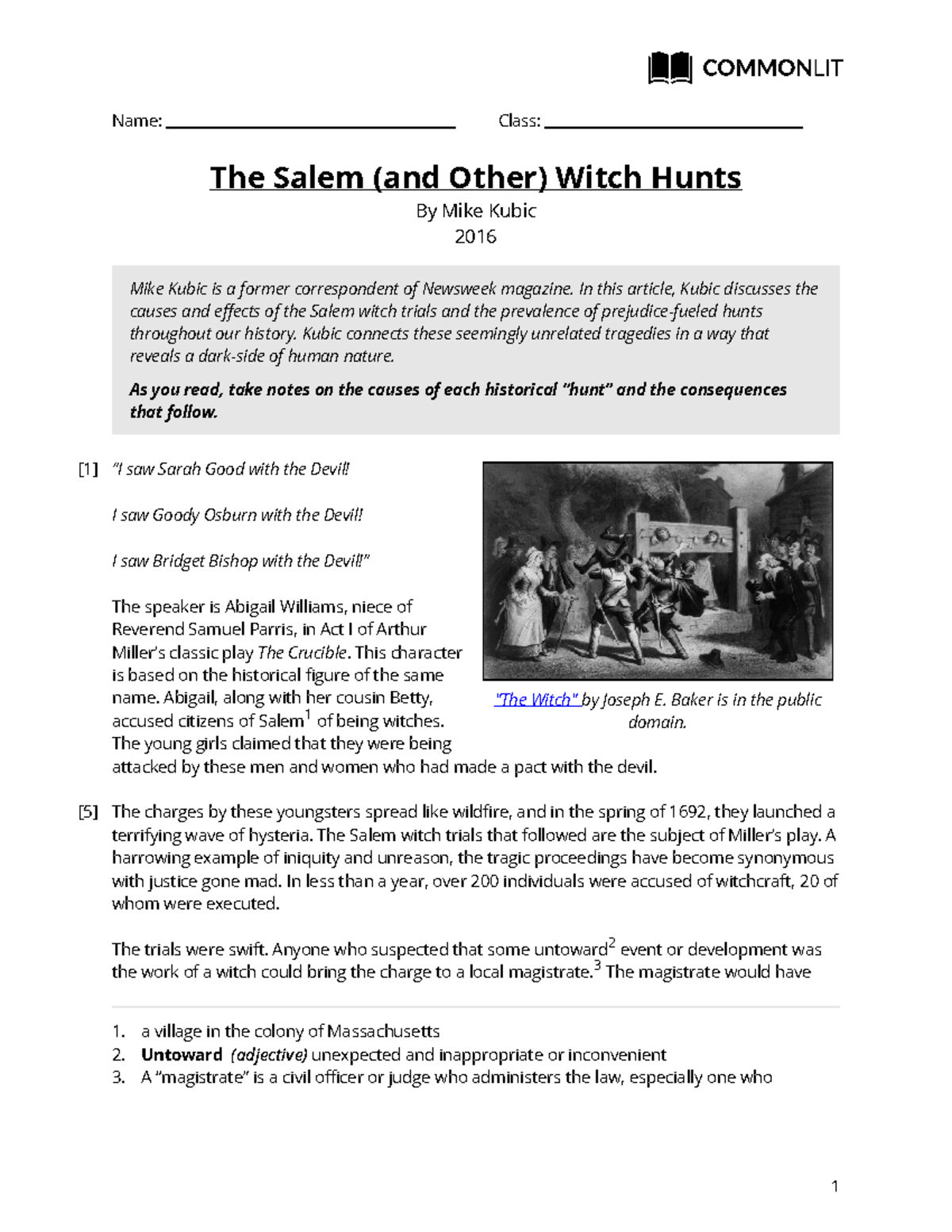 KAM101 - The Salem Witch Hunts: A Study of Prejudice and Panic - Studocu