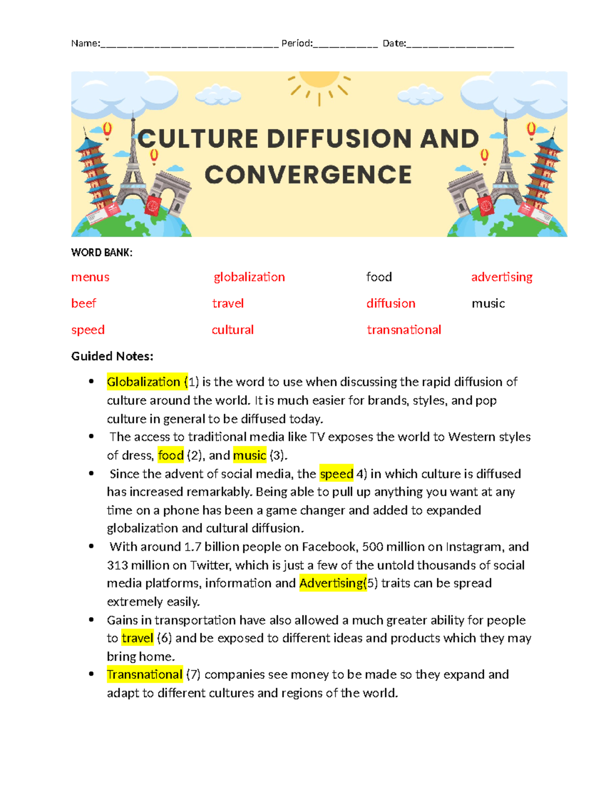 Cultural Diffusion and Convergence-1 (1)-1 - Name ...