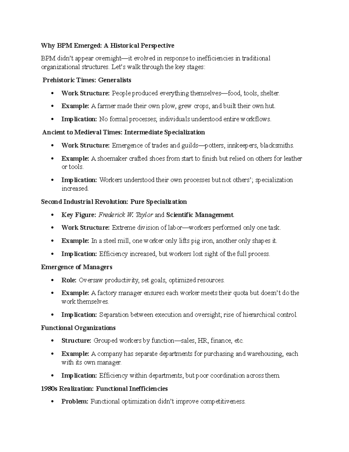 Business Process Management (BPM) Module 2: Historical Evolution and ...