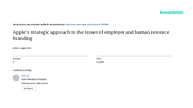 Strategic Employer Branding: Insights from Apple - HRM 2022 - Studocu