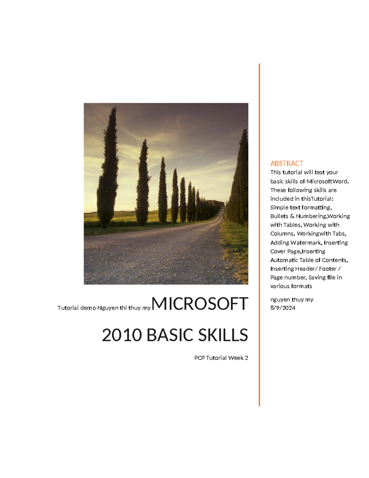 Microsoft Word 2010 Basic Skills Tutorial PCP Week 2 - Studocu