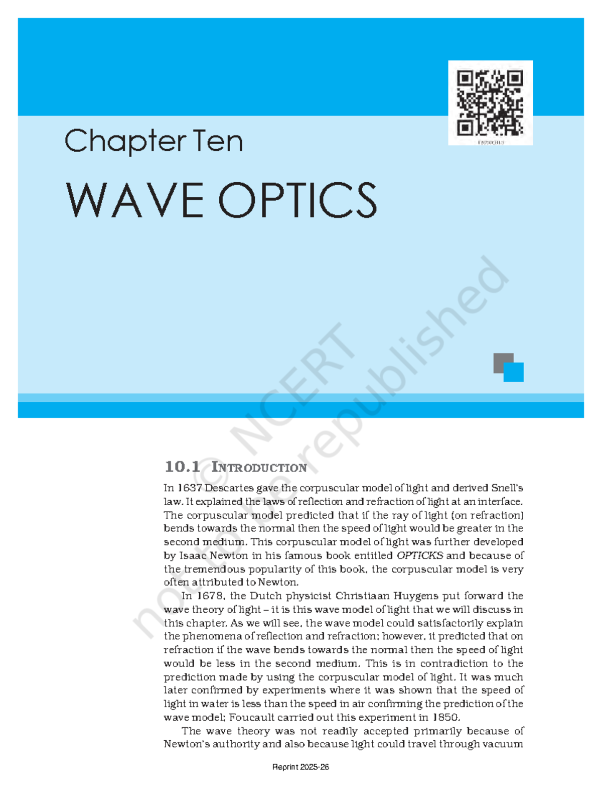 Wave Optics Chapter 10: Theories and Phenomena of Light - Studocu