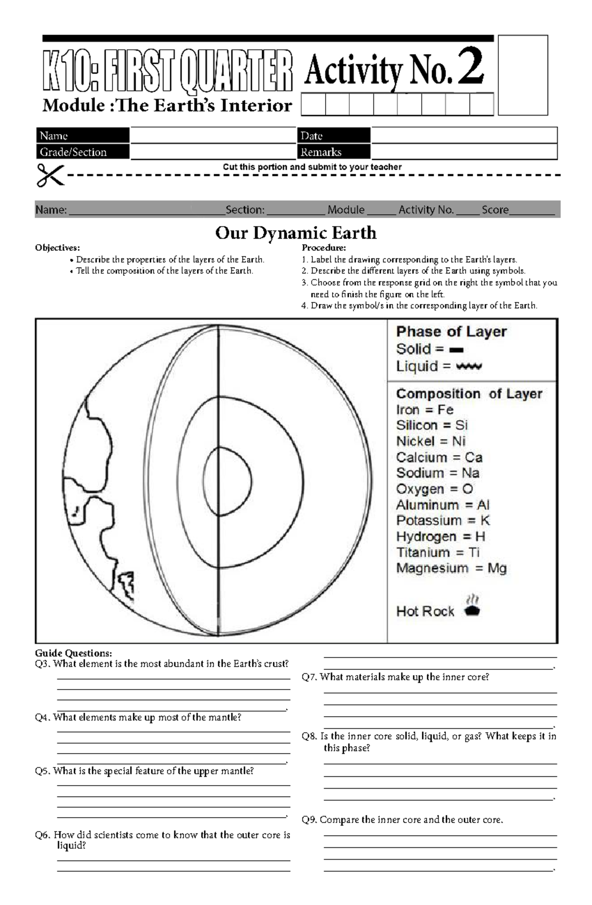 K10 Q1 M2 Earth’s Interior Activity No. 2 Guide and Questions - Studocu