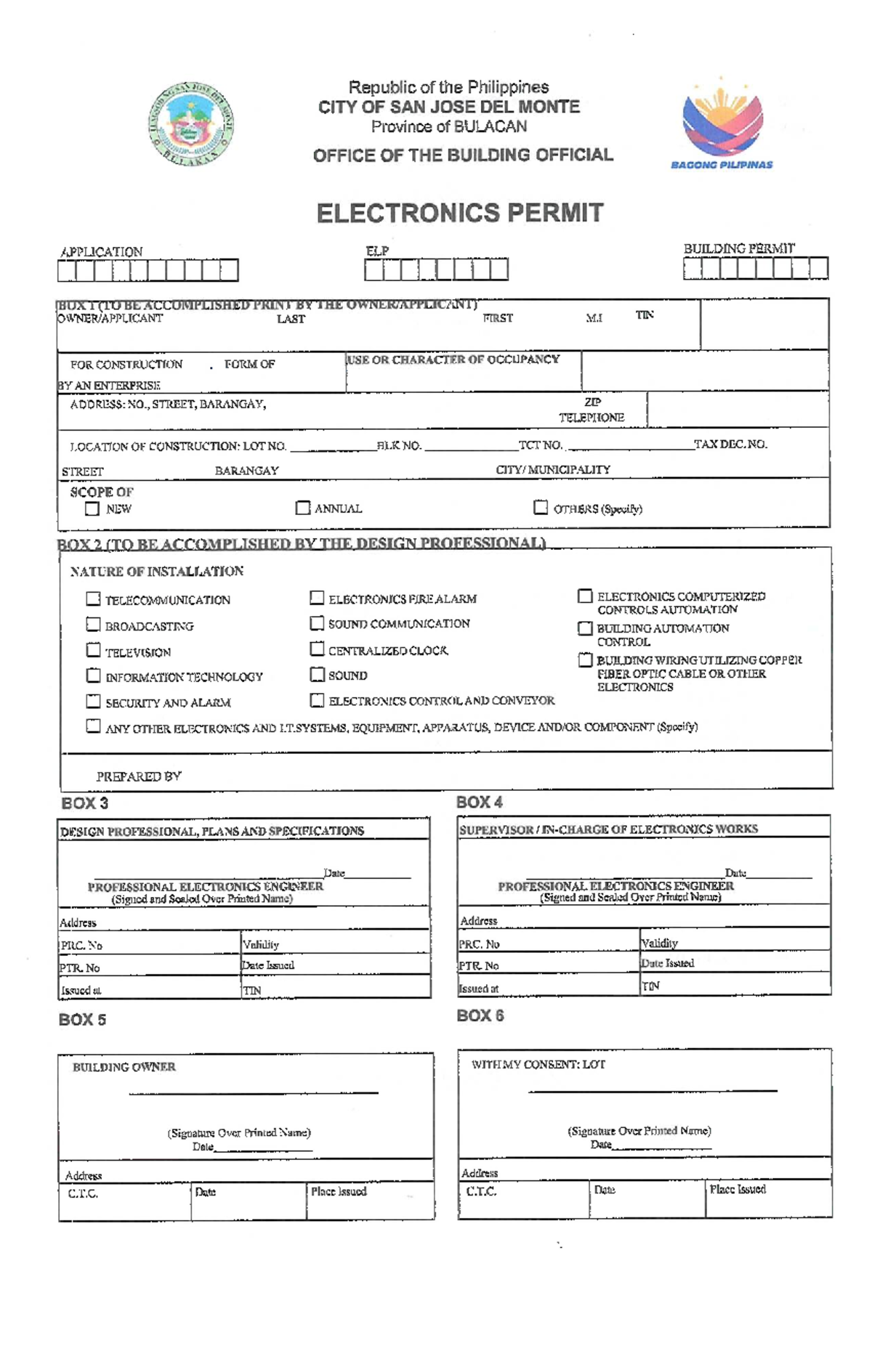 Electronic Permit Application Form - SJDM, BULACAN - Studocu