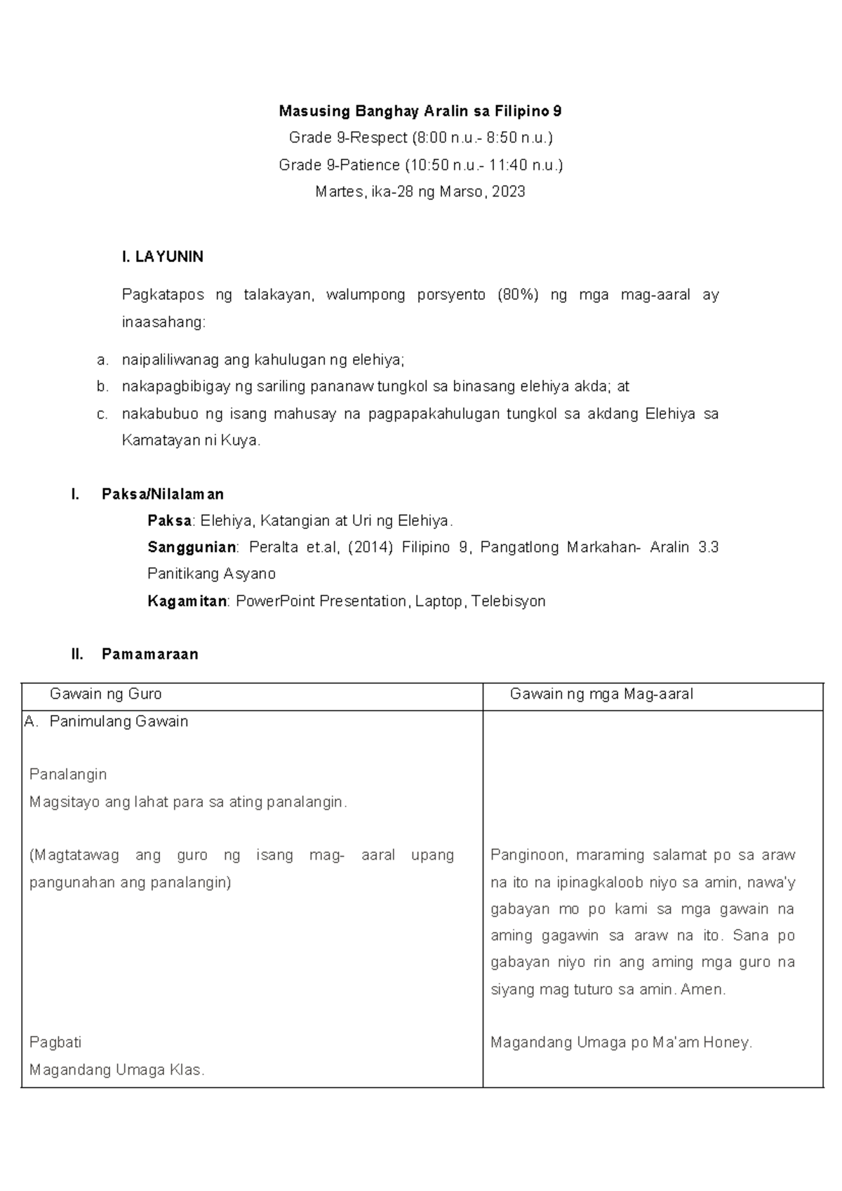 1. DLP- Elehiya ni kamatayan ni Kuya - Masusing Banghay Aralin sa ...