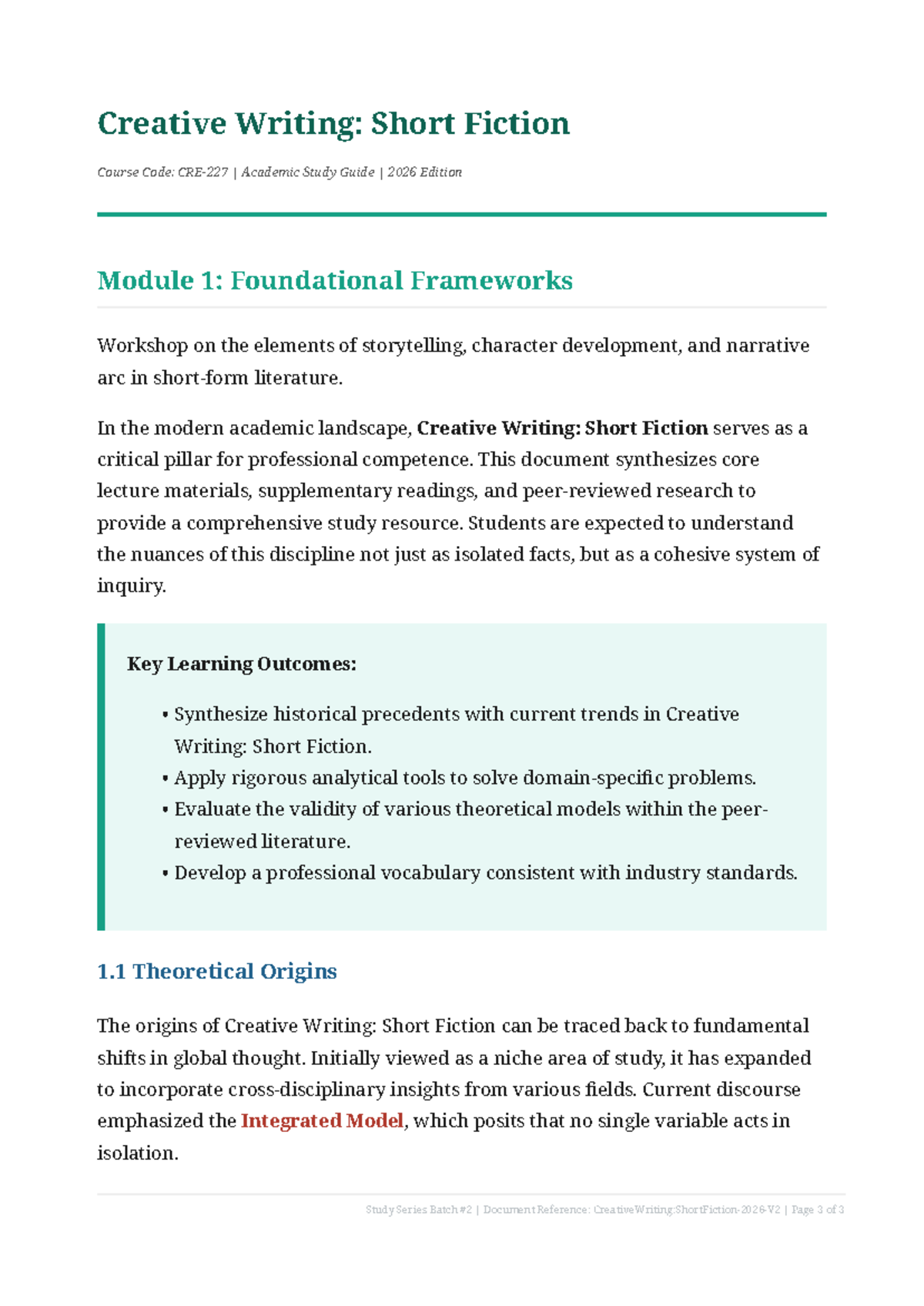 Creative Writing: Short Fiction Study Notes - Academic Guide 2026 - Studocu