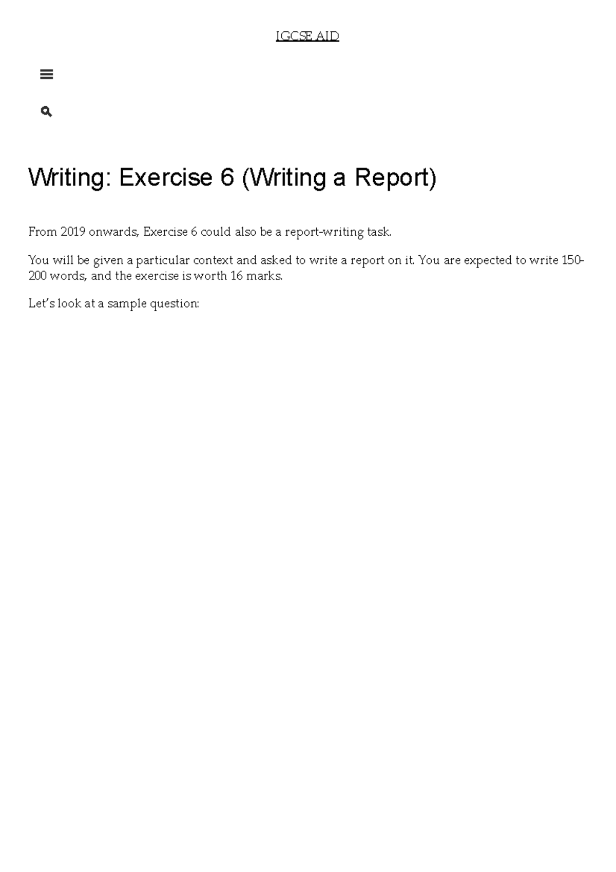 IGCSE AID: Writing Exercise 6 Report Guide and Tips - Studocu