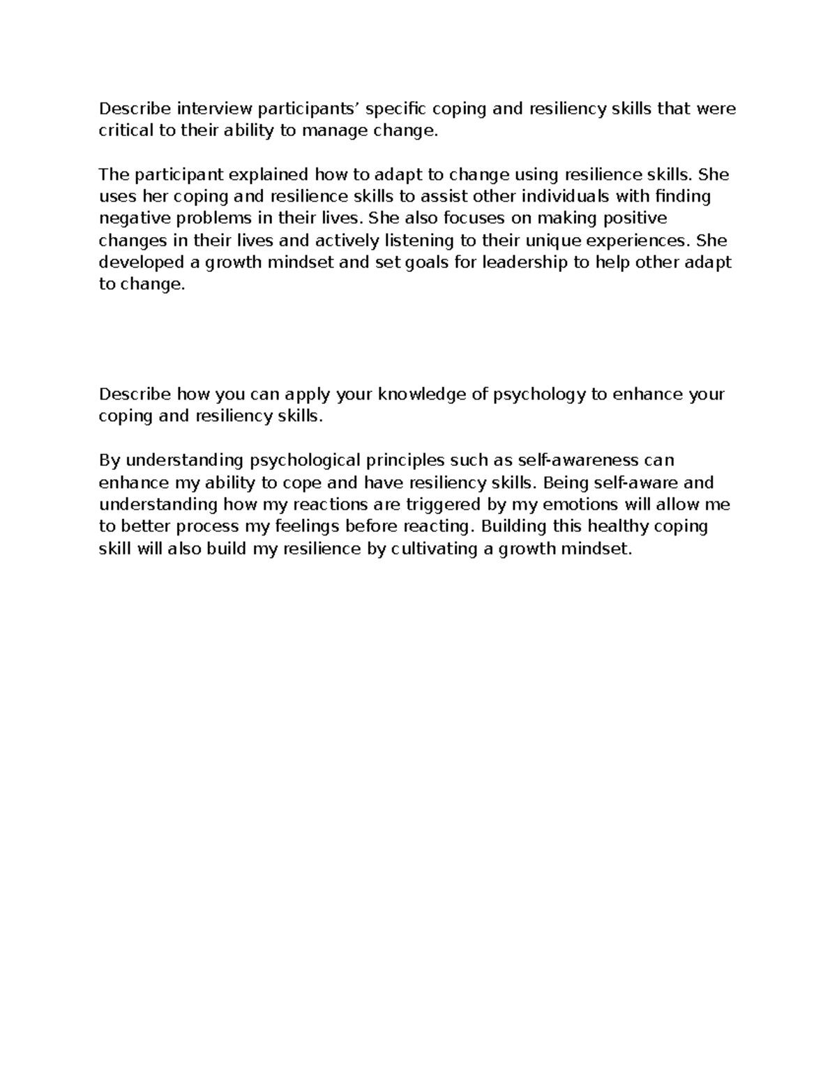 Module 3 video reflection - Describe interview participants’ specific ...