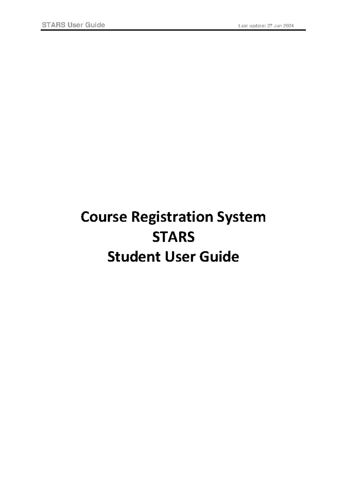STARS Course Registration System User Guide for Students - Studocu