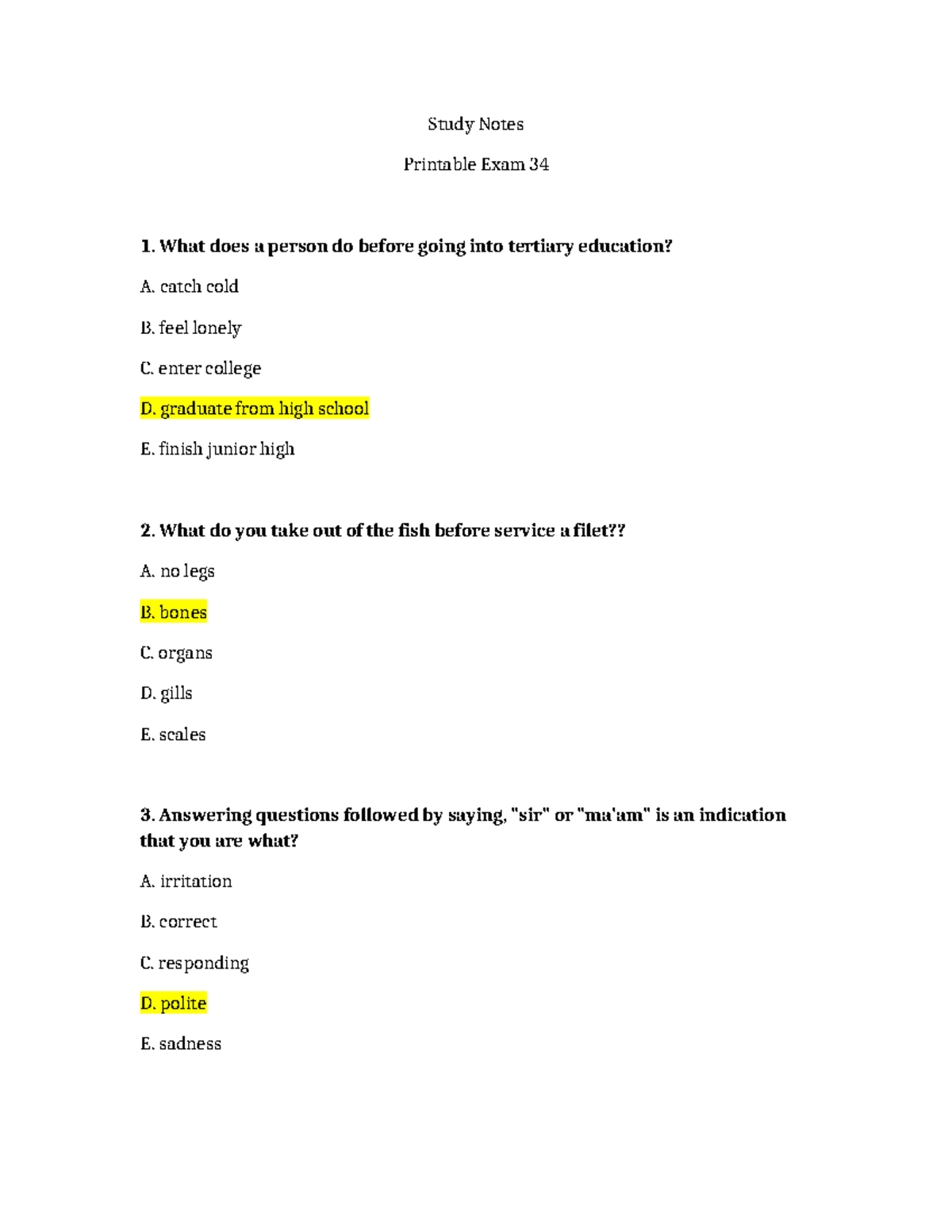 Study Notes for Exam 34: Tertiary Education & General Knowledge - Studocu