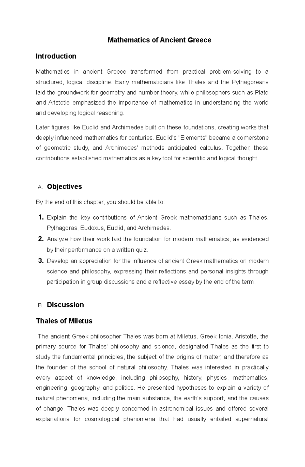 Mathematics of Ancient Greece: Key Contributions and Philosophical ...