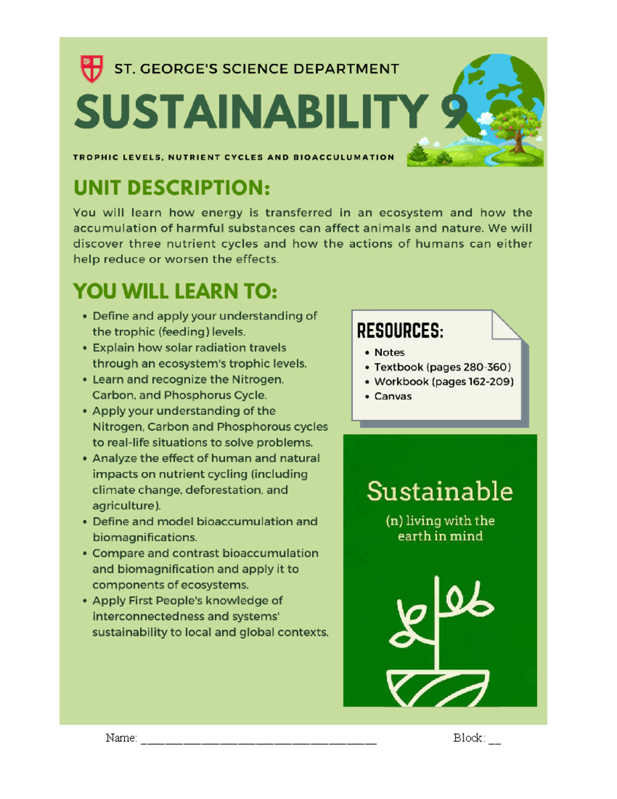 Ecology and Sustainability Unit Notes (BC Science 10) - Studocu