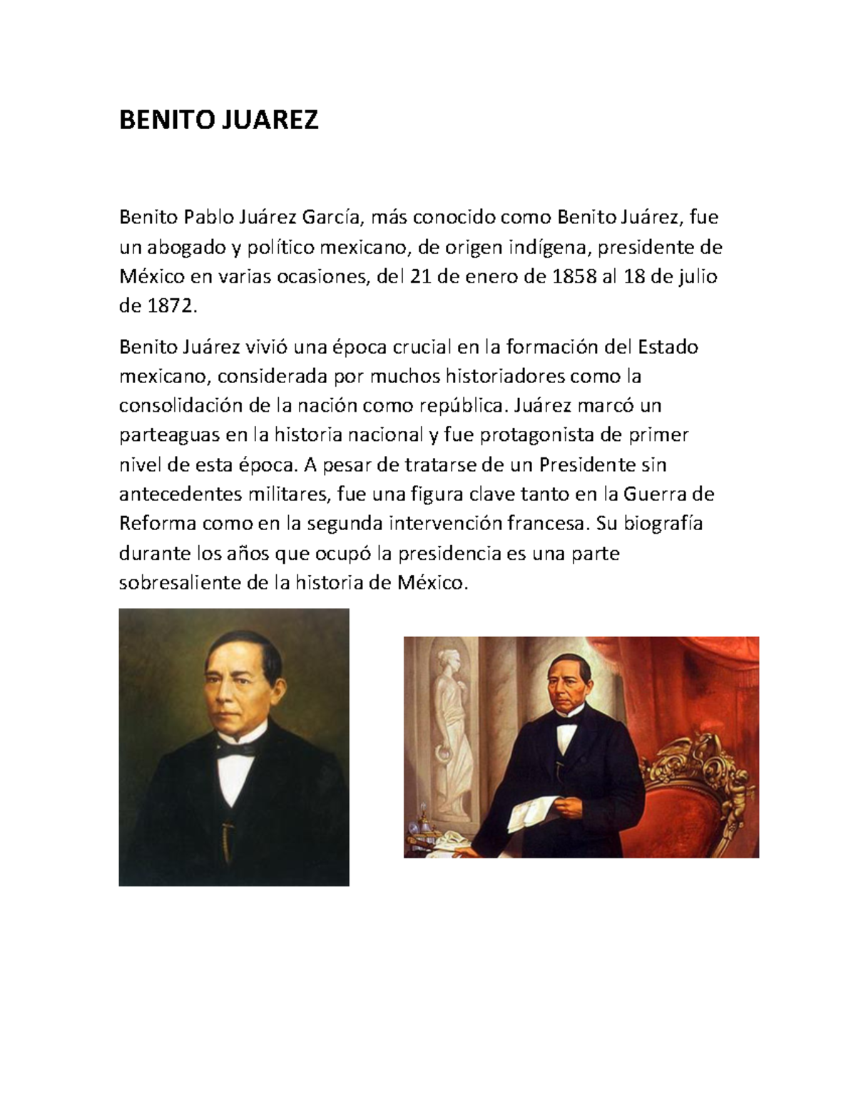 Biografía de Benito Juárez García y su impacto en México - Studocu