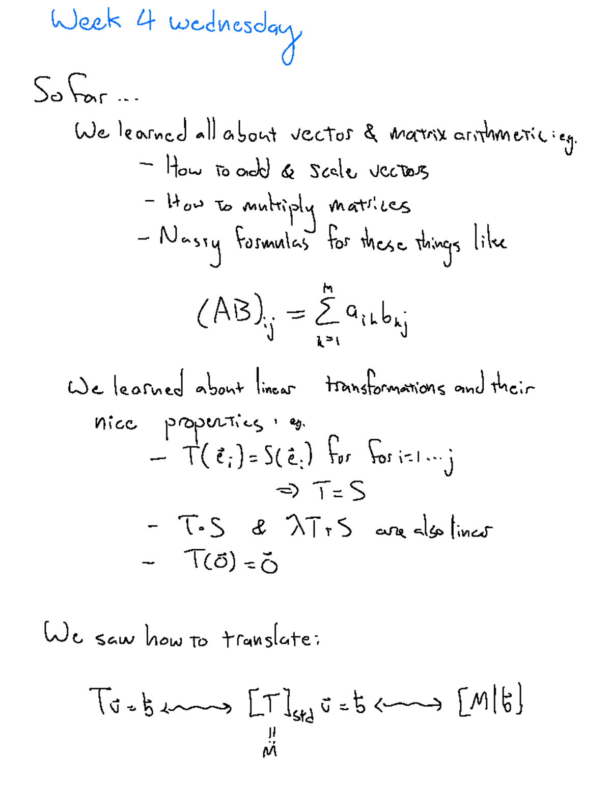 Understanding Subspaces and Linear Transformations - Math 101 - Studocu