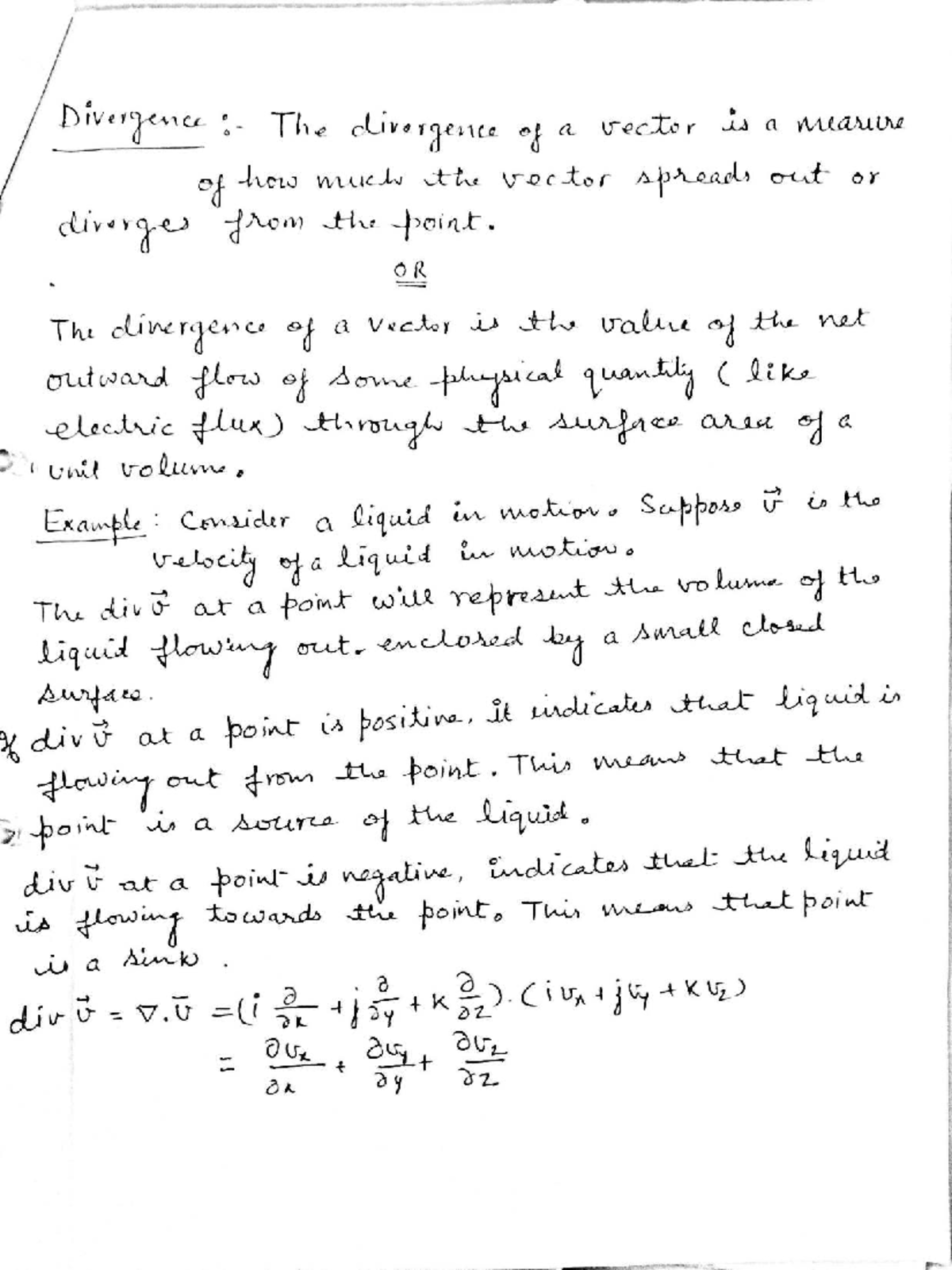 BAS101 Unit 2: Divergence and Curl of Vectors in Fluid Dynamics - Studocu